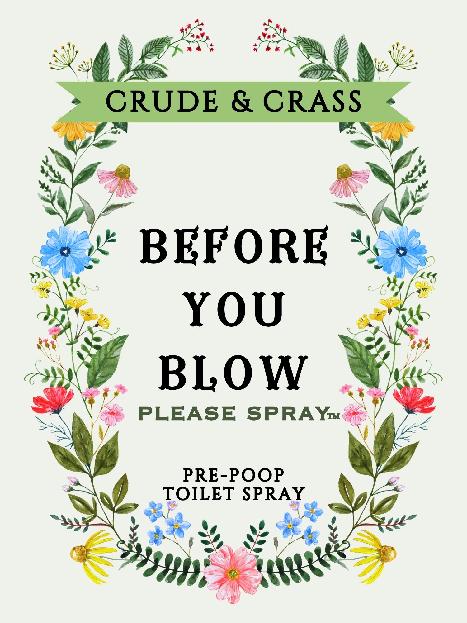 BEFORE YOU BLOW Please Spray™ Pre-Poop Toilet Spray – Crude & Crass